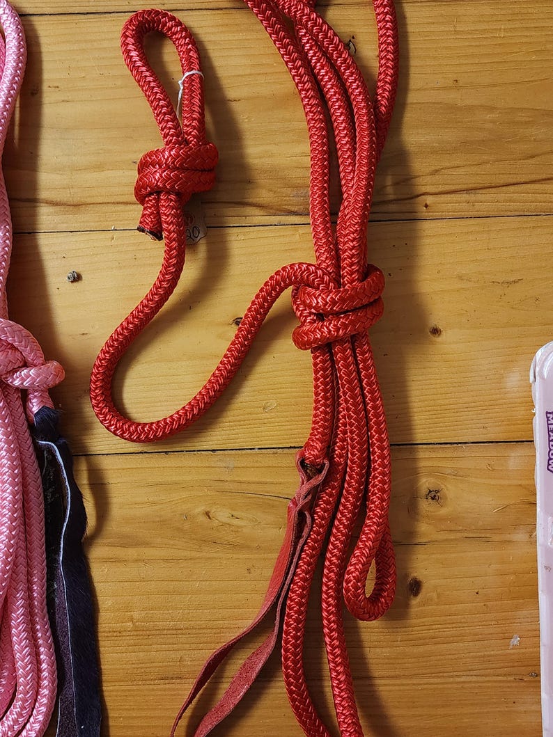 Red Horse Lead Rope: 14ft Yacht Clinician Equine Rope With Leather ...