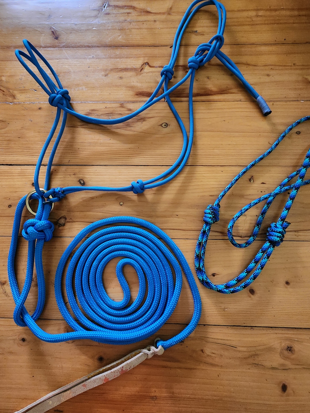 Sliding Ring Rope Horse Halter/14ft Lead Rope3/8 Diameter NO Snap ...