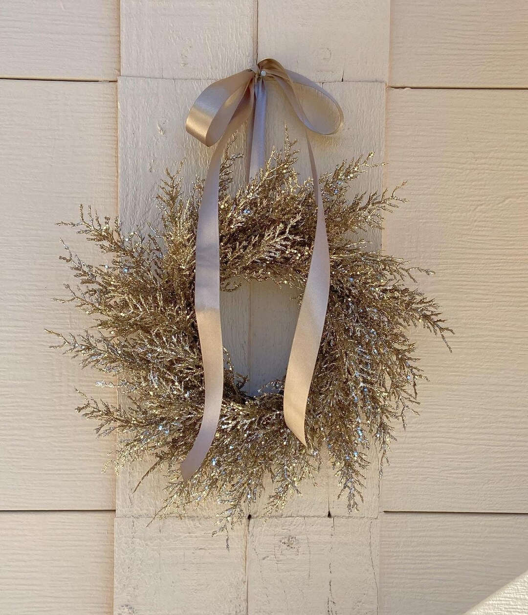 Christmas Mini Wreath Gold Cabinet Small Window Wreath Back of Chair ...