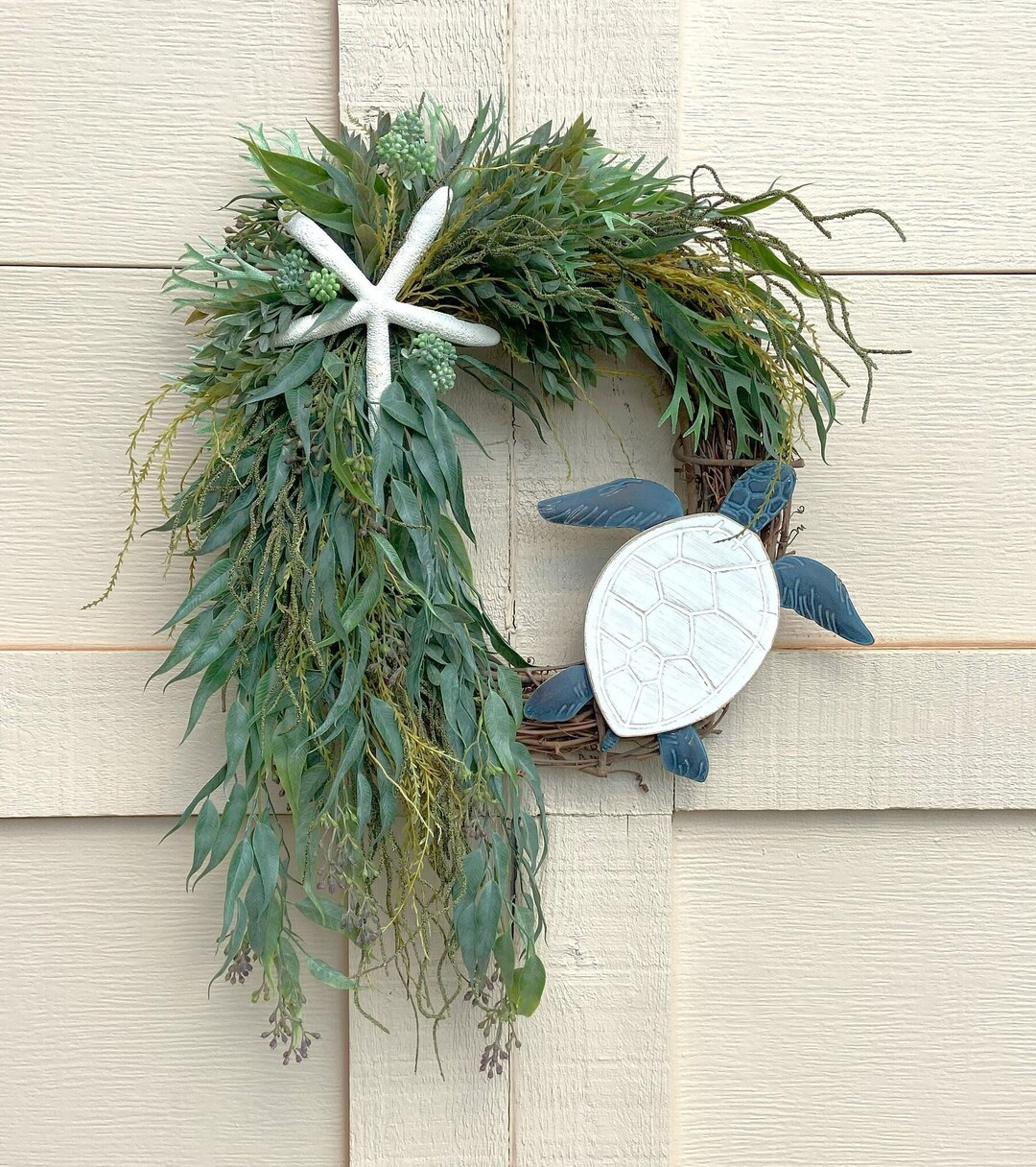 Turtle Wreath Coastal Beach Wreath Summer Wreath Sea Turtle Decor ...