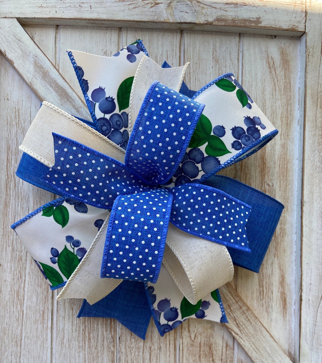 Blueberry Bow, Summer Bow, Blueberry Decor, Wreath Bow, Summer Bow for ...