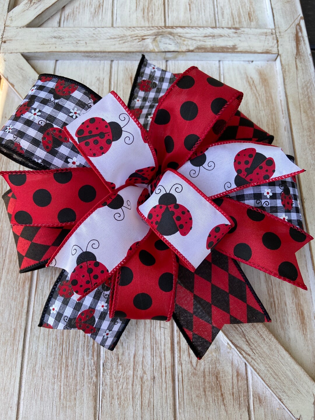 Ladybug Bow, Ladybug Decor, Summer Bow, Bow for Wreaths, Lantern Bow ...