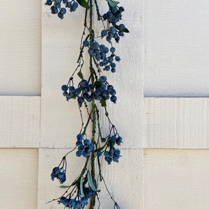 Blueberry Garland Decoration Mantle Kitchen Decor Faux Blueberry Branch ...