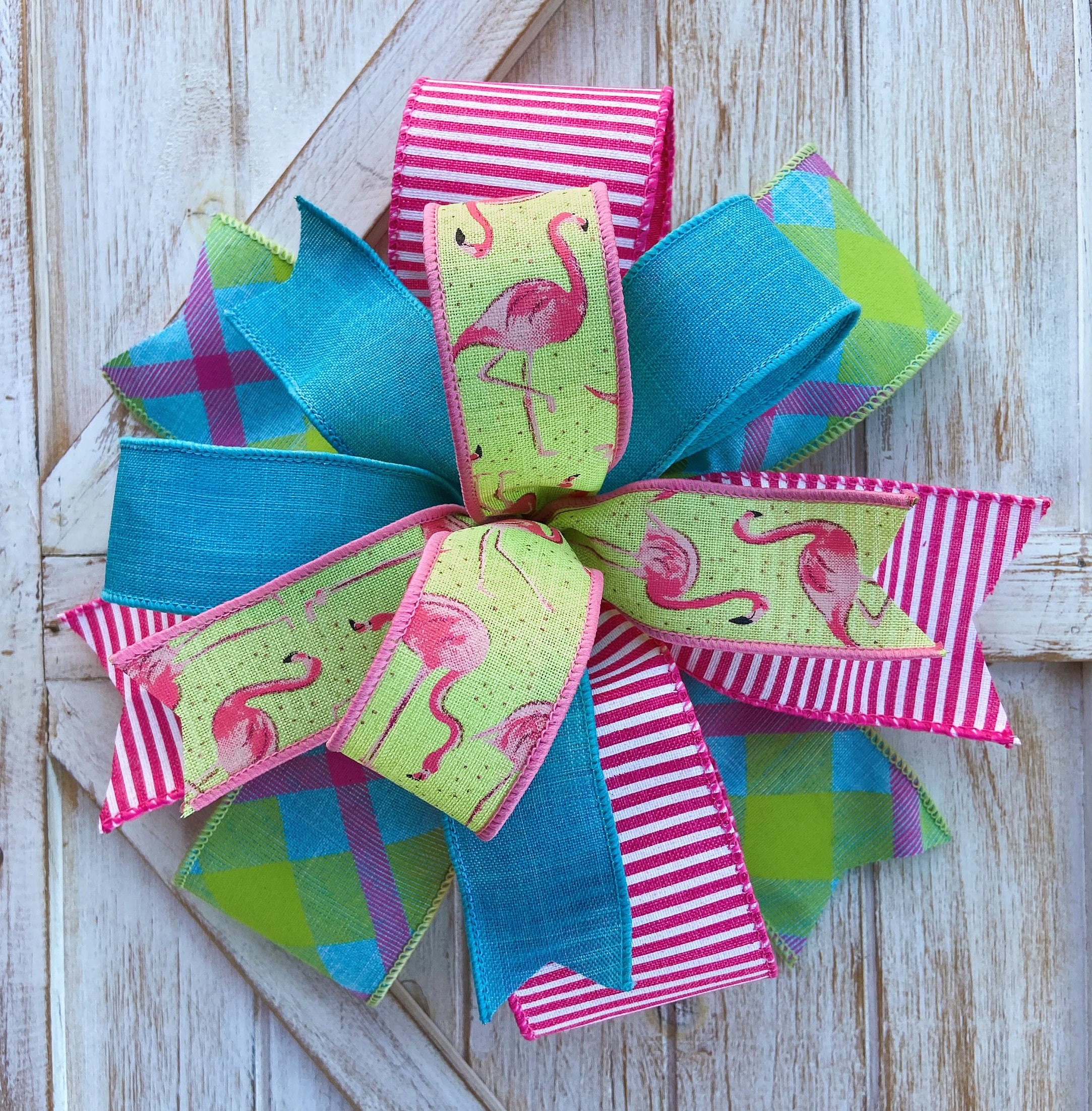 Summer Bow, Flamingo Bow, Tropical Bow, Bow for Wreaths, Lantern Bow ...