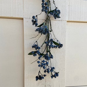 Blueberry Garland Decoration Mantle Kitchen Decor Faux Blueberry Branch ...