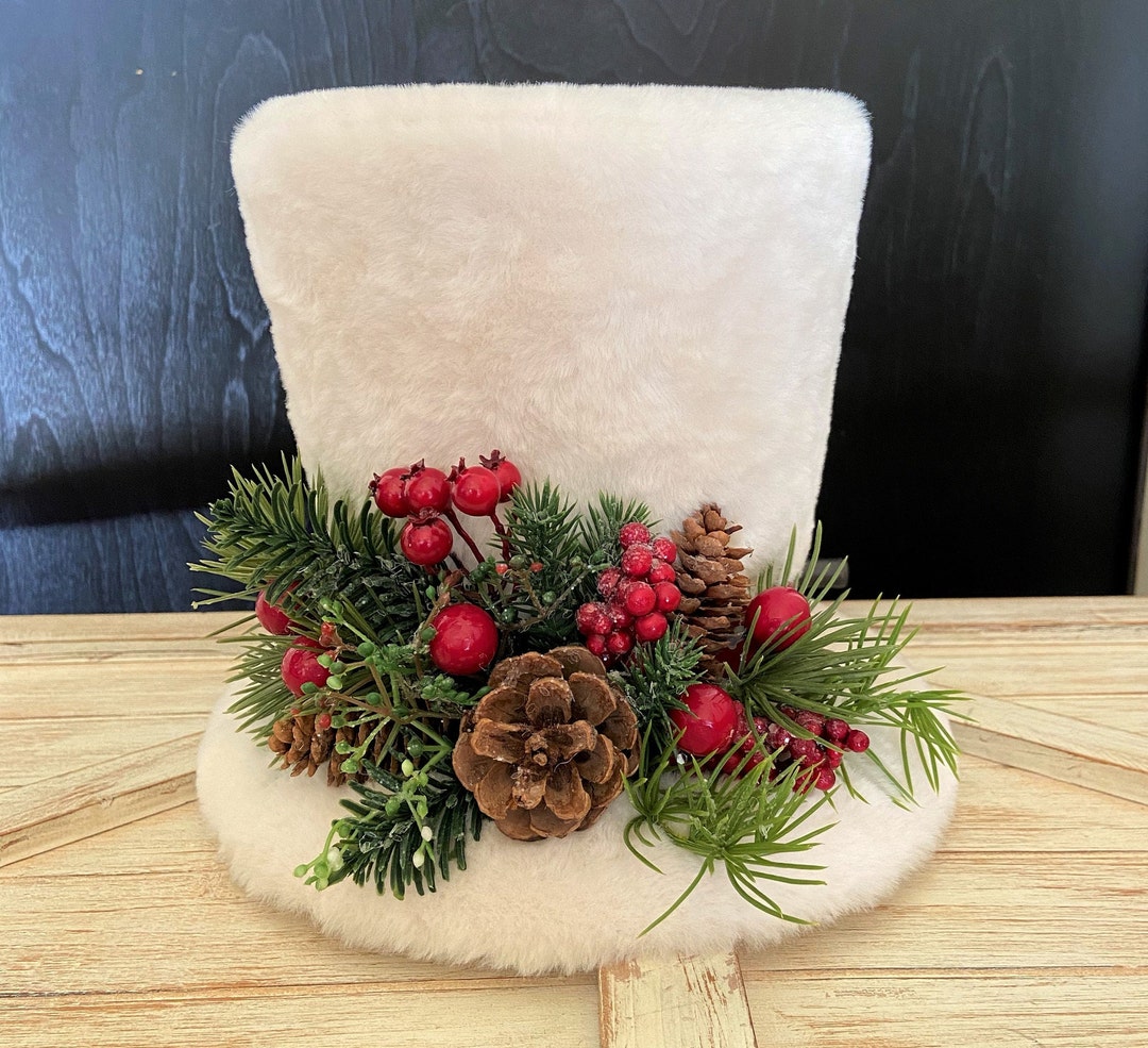 Christmas Table Decor Fur Top Hat Christmas Decoration Centerpiece ...