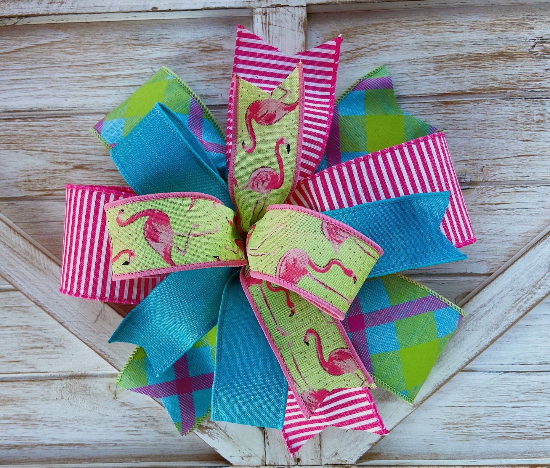 Summer Bow, Flamingo Bow, Tropical Bow, Bow for Wreaths, Lantern Bow ...