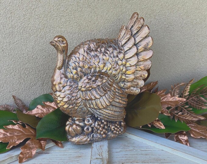 Turkey Decor, Thanksgiving Table Decor for Fall, Metallic Copper Fall ...