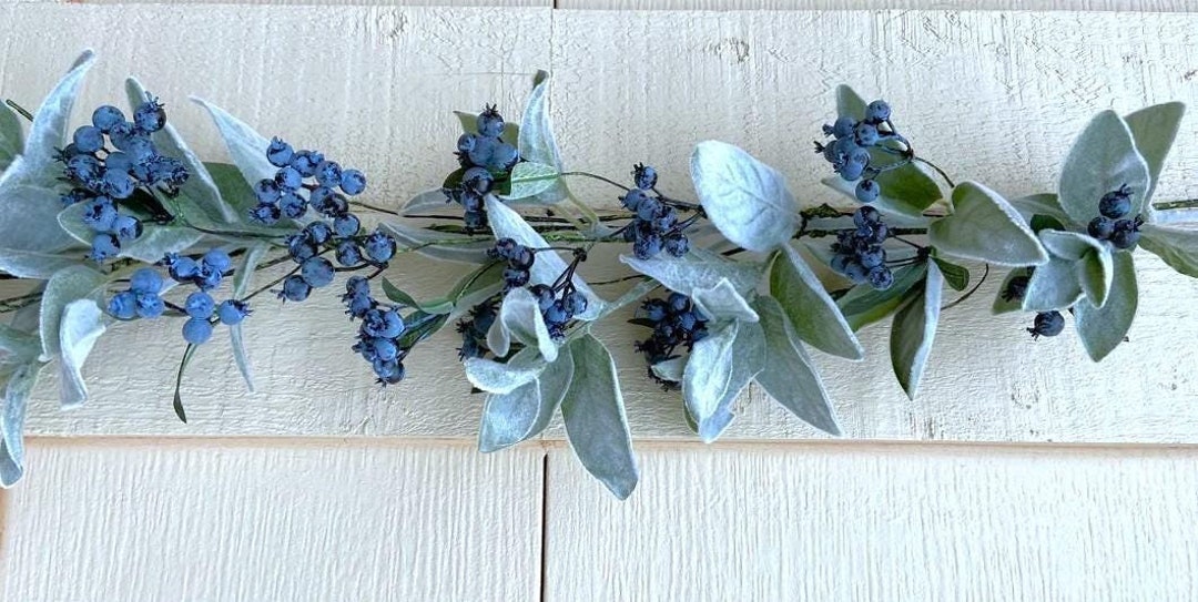 Blueberry Garland Lambs Ear Tablescape Centerpiece Kitchen Blueberry ...