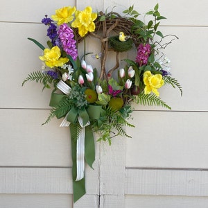 Spring Flower Wreath Tulip Easter Wreath Bird Wreath Butterfly Spring ...