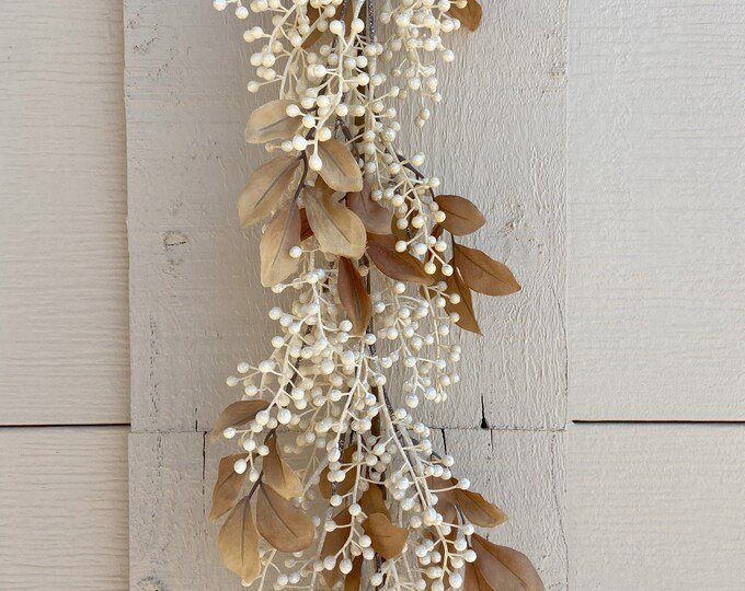 Blue Fall Garland for Mantel, Blue Fall Home Decor, Eucalyptus, Berries ...