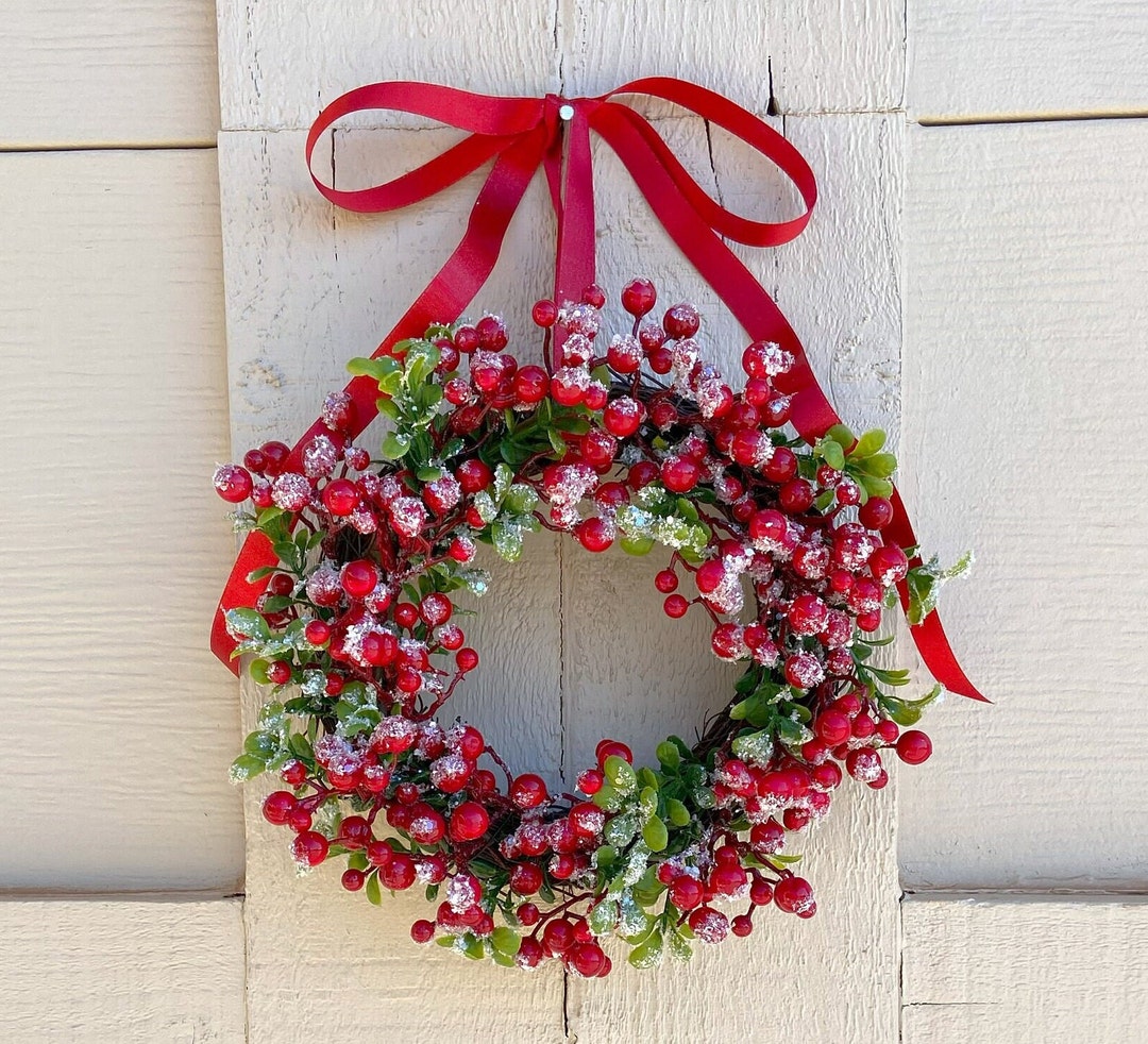 Christmas Wreath Mini Red Berry Wreath Kitchen Cabinet Wreath Small ...