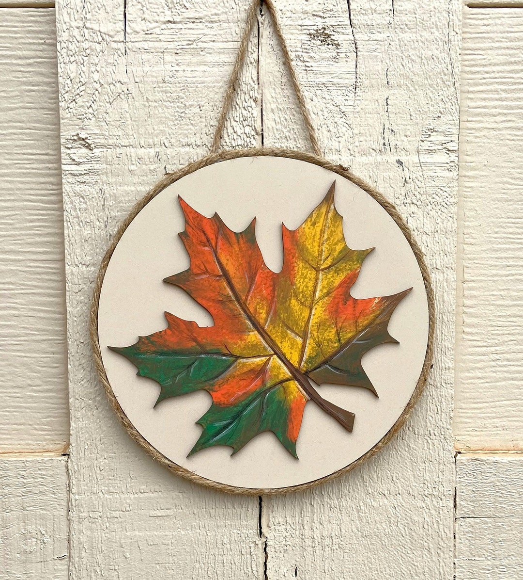 Hand Painted Fall Sign Maple Leaf Sign Wreath Supply Fall Gift Hostess ...