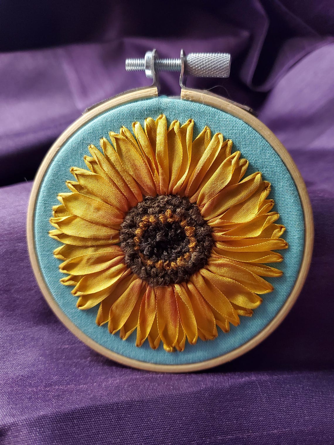 Hand Embroidered Silk Ribbon Sunflower - Etsy