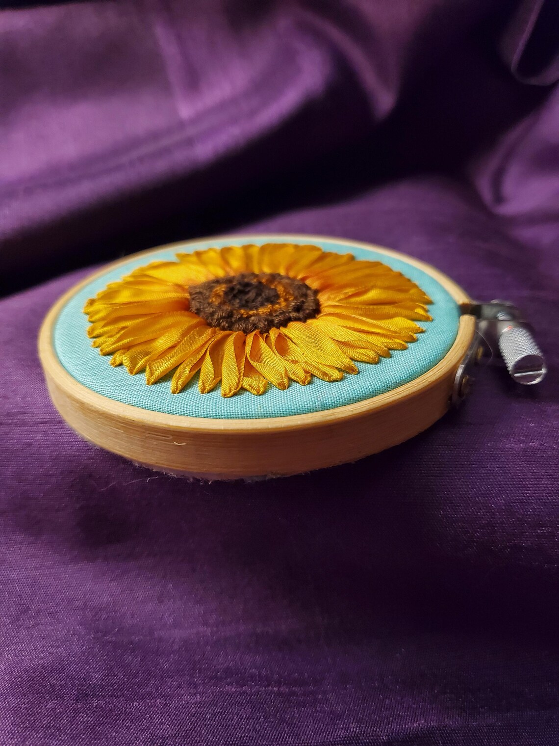 Hand Embroidered Silk Ribbon Sunflower - Etsy