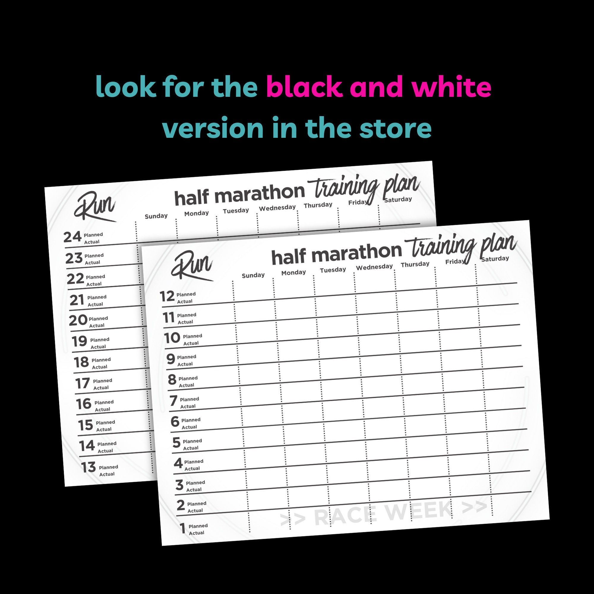 24 Week Half Marathon Training Plan Template, Train Half Marathon, Half ...