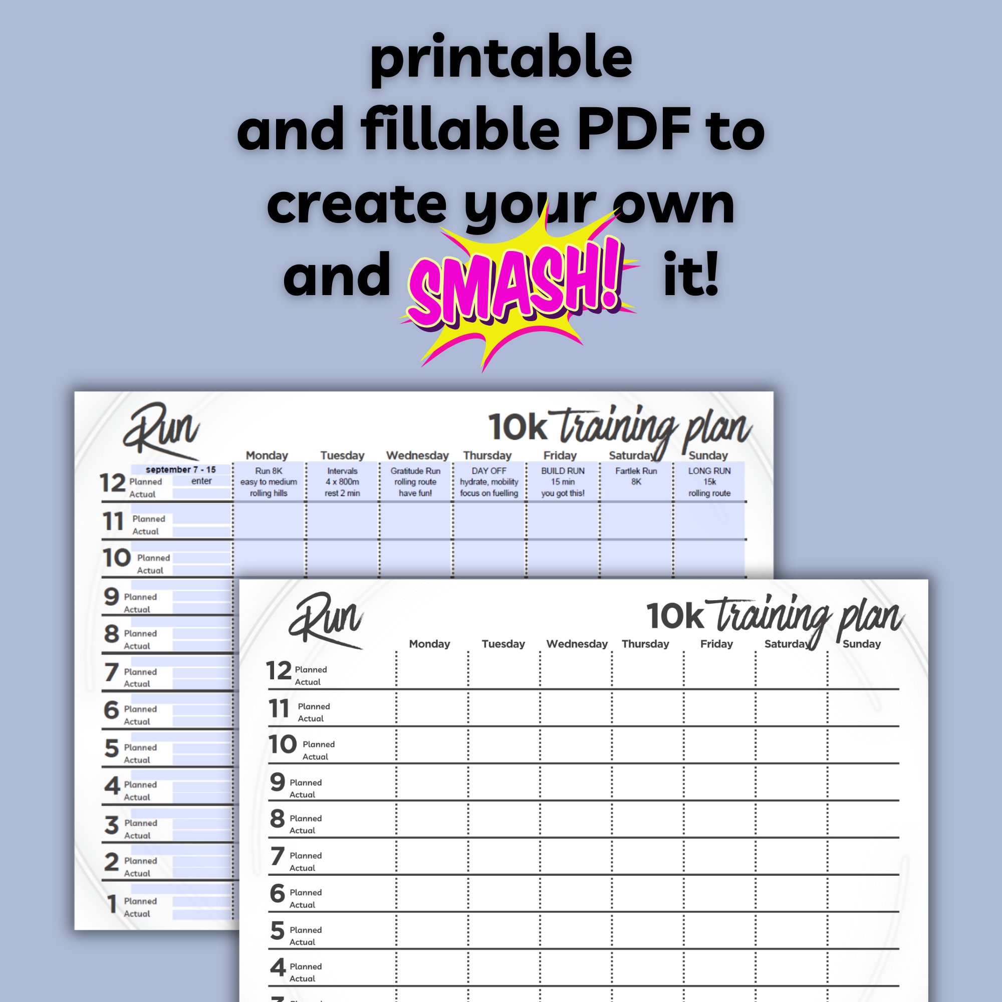 12 Week 10K Run, Training Plan Template, Train 10K Run, 10K Run ...