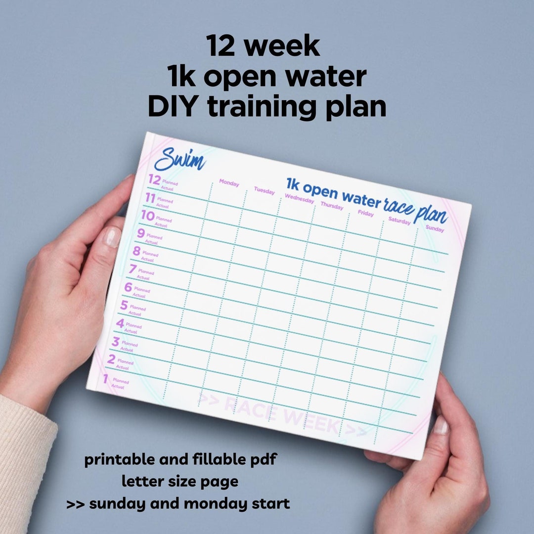 Swim Training Plan Template, 12 Weeks to 1km Open Water Swim ...