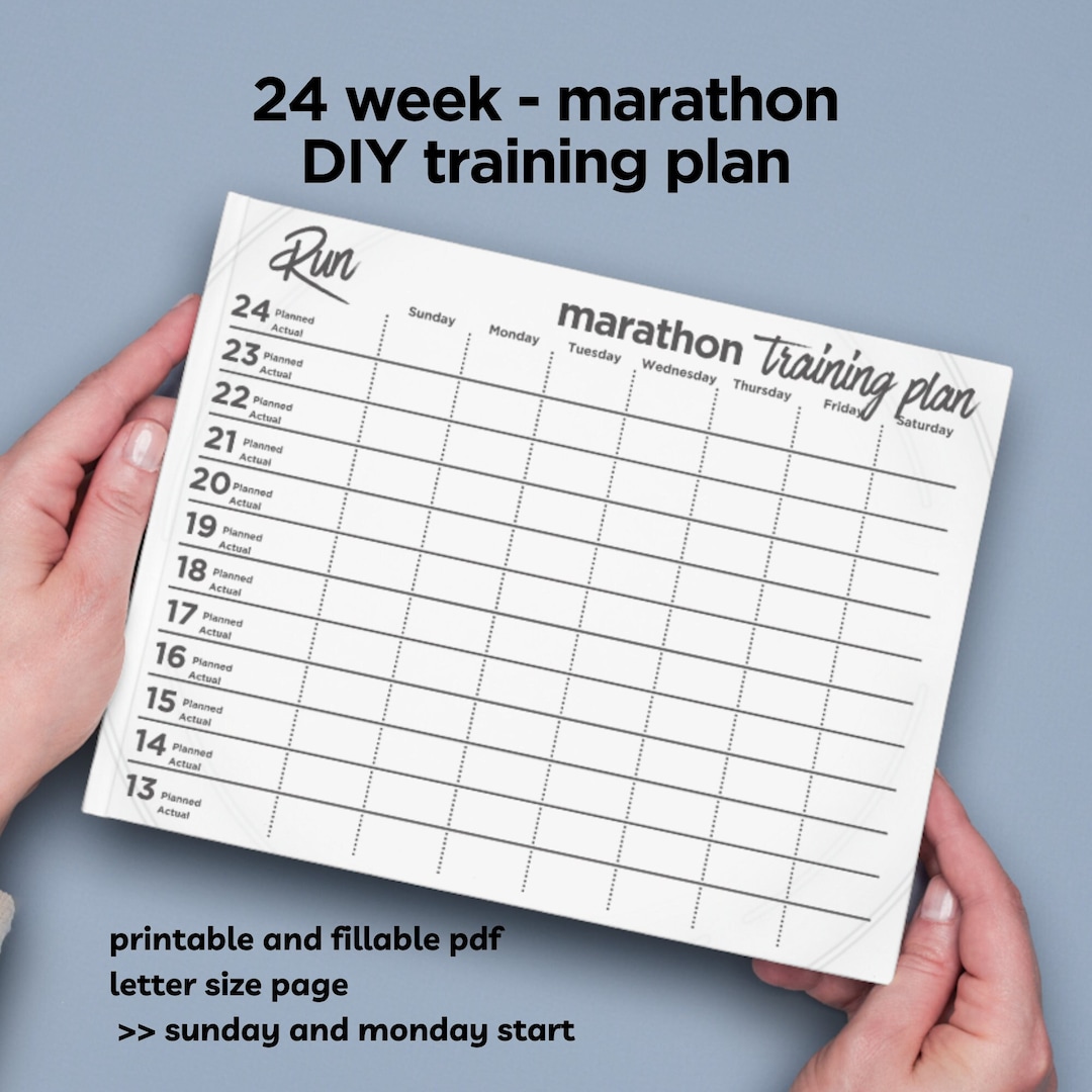 24-week Marathon Training Plan Template (printable and Fillable PDF) - Etsy