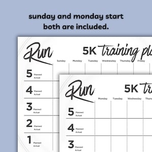 5 Week 5K Run Training Plan Template (printable and Fillable PDF) - Etsy