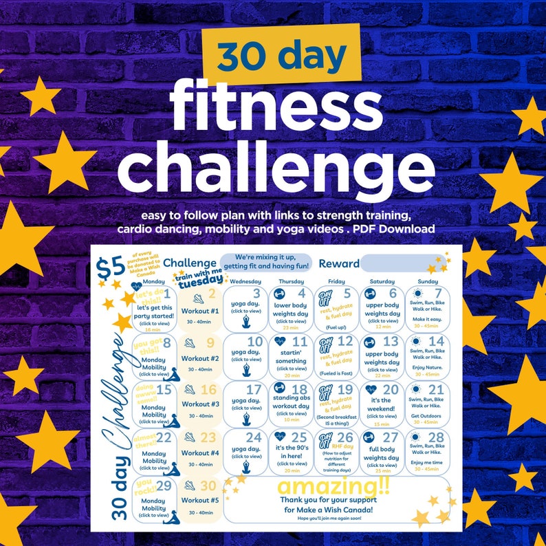 30-day Home Gym Fitness Challenge, Stay in Shape, off Season Full Body ...