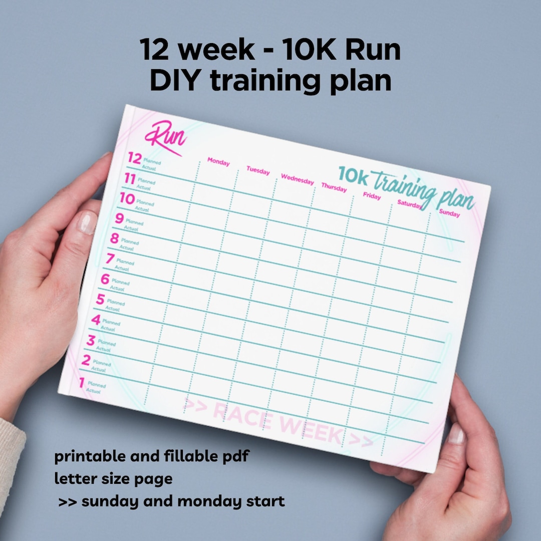 12 Week 10K Run, Training Plan Template, Self Coached Runner, Train 10K ...