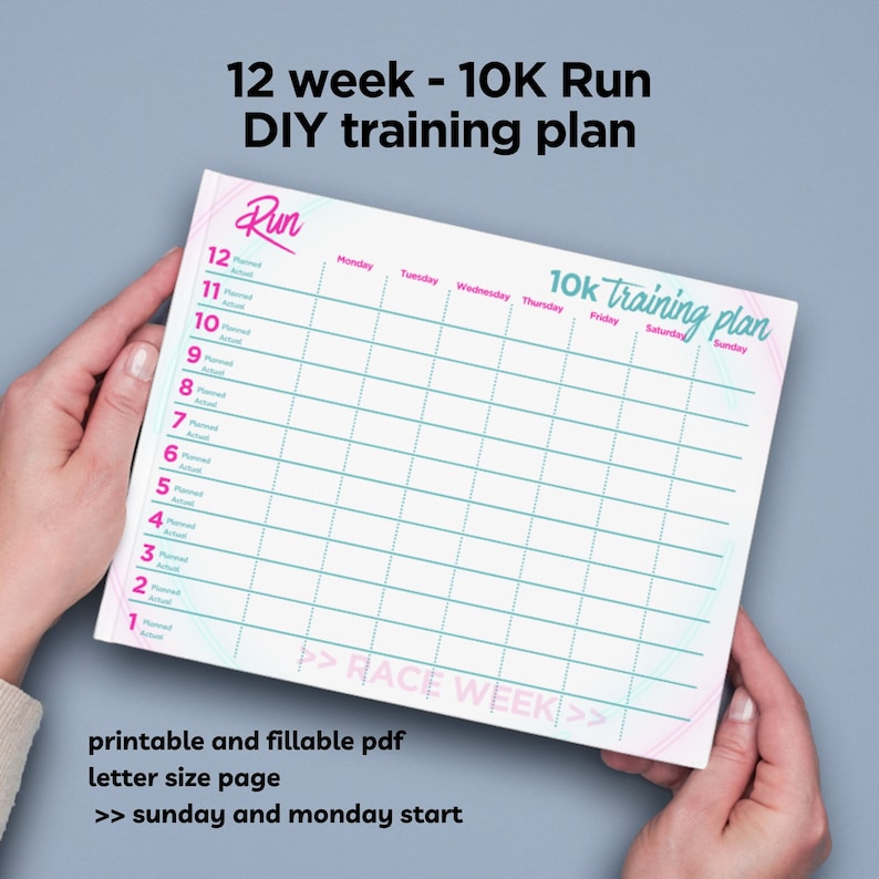 12 Week 10K Run, Training Plan Template, Self Coached Runner, Train 10K ...