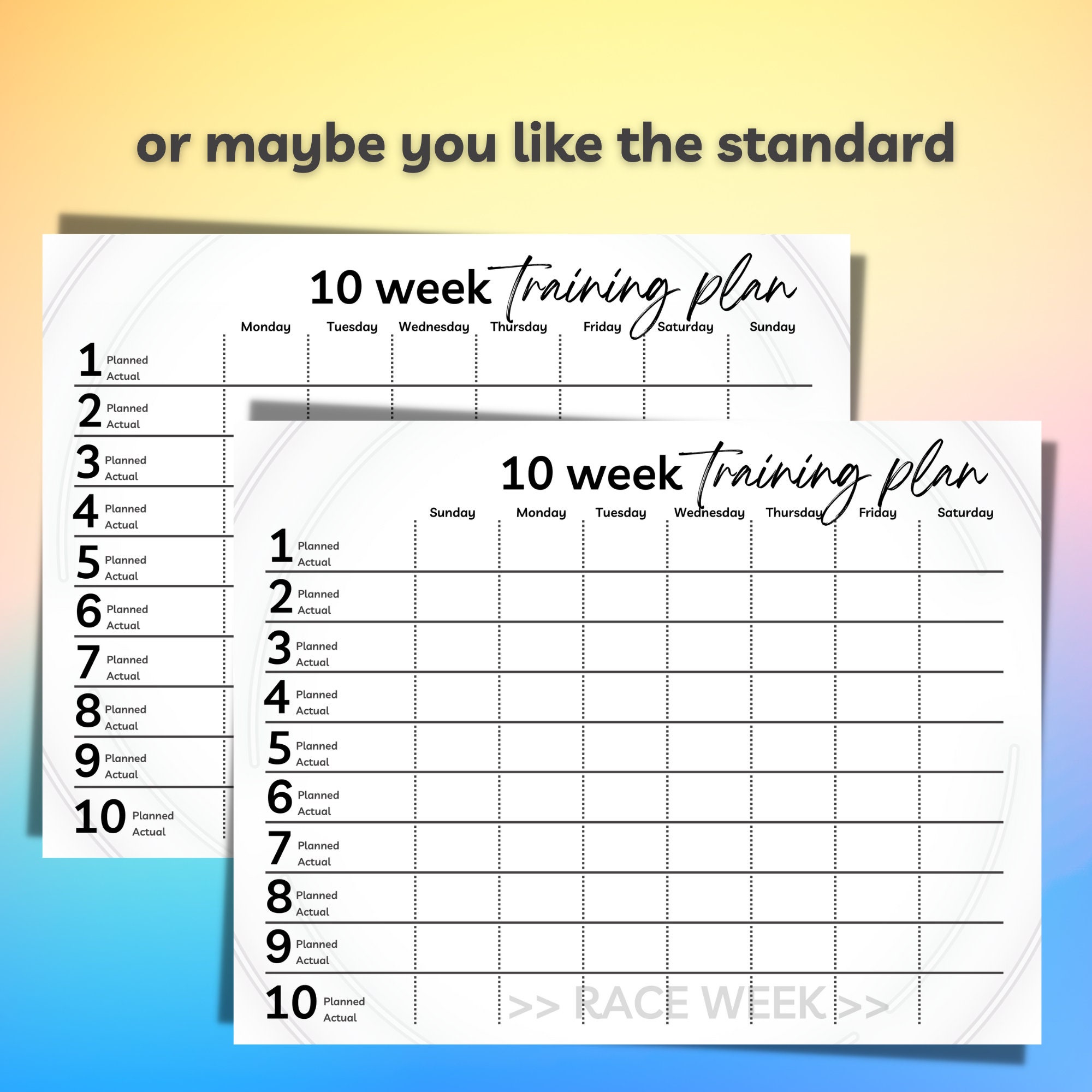 10 Week Fillable Training Plan Template for Endurance Sport - Etsy