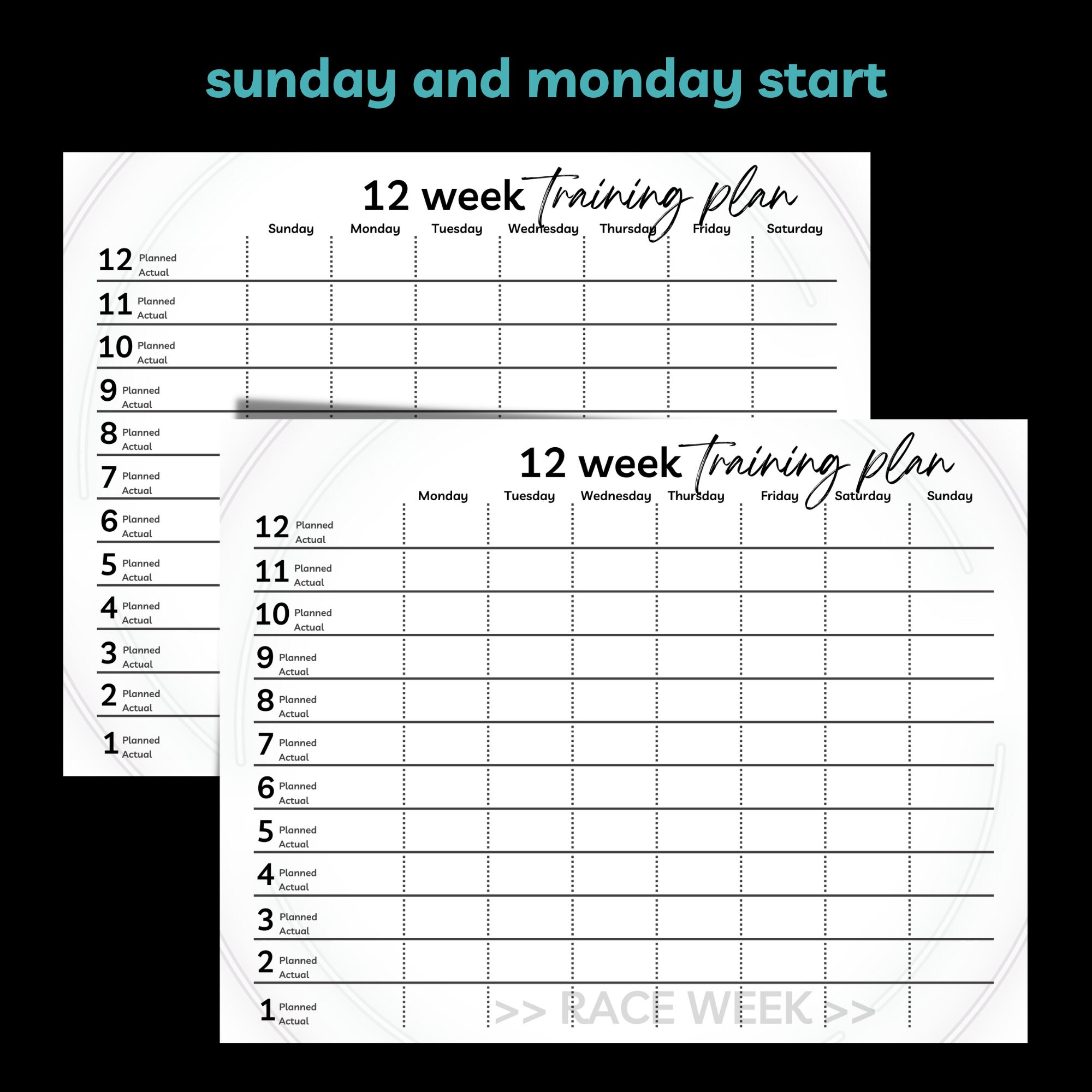 12-week Training Plan Template, Self Coached Athlete, Endurance Race ...