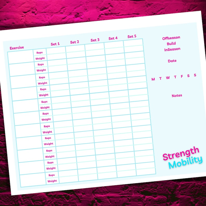 Strength Training Log, Editable PDF, Record Strength Exercises, Sets ...