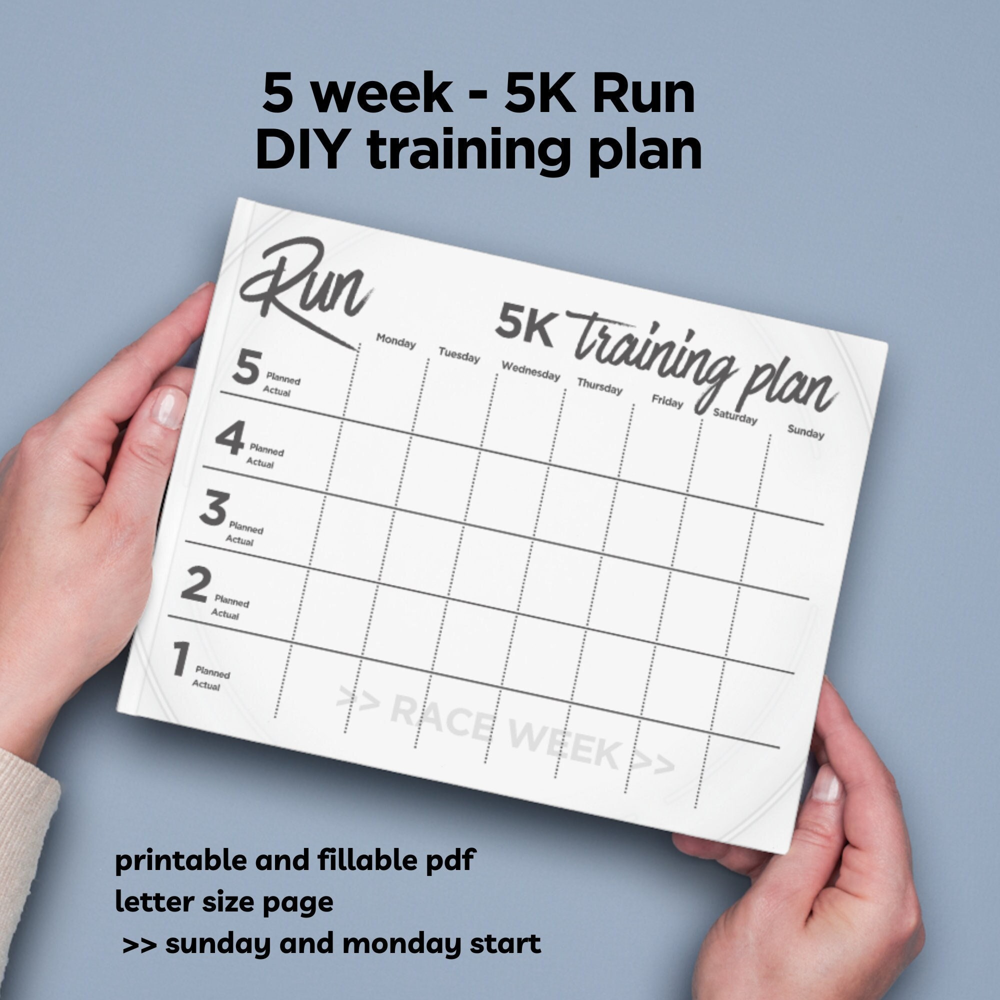 5 Week 5K Run, Training Plan Template, Train for a 5K Run, 5K Run ...