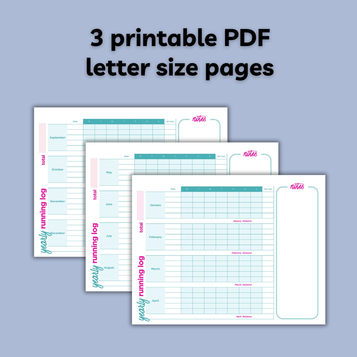 Running Record Sheet, Yearly Run Log, Monthy Running Log, Running Log ...