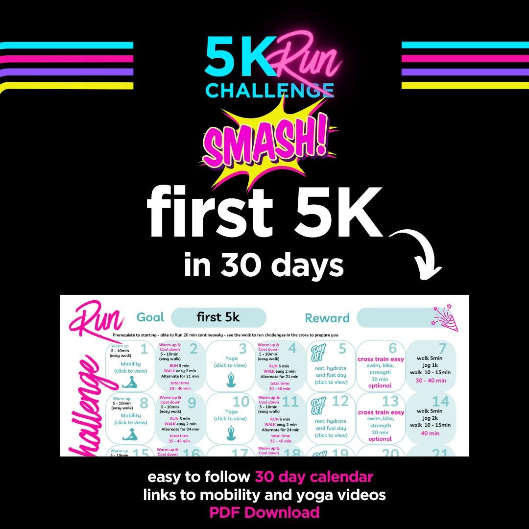 5K Run Plan, 30-day Run Challenge, Easy 5K Run Program, 5k Run ...