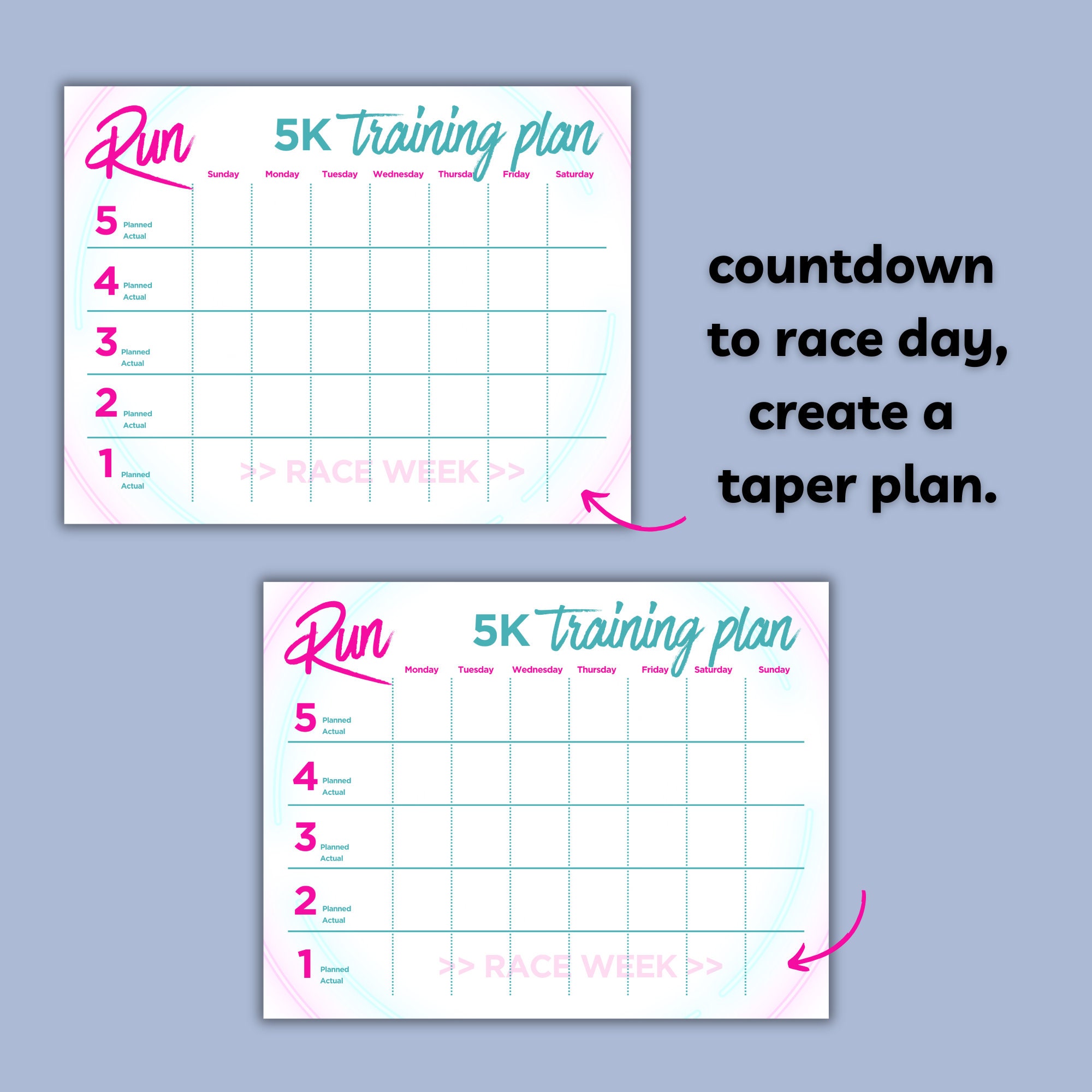 5 Week 5K Run, Training Plan Template, Self Coached Runner, Train for ...