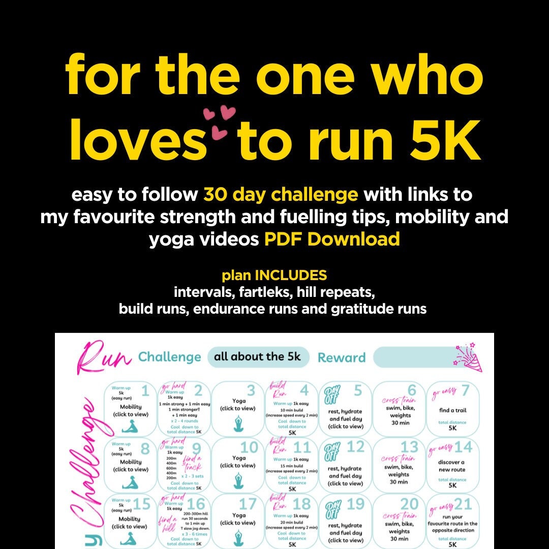 5K Run 30 Day Challenge 5k Run Program Run Training Plan - Etsy