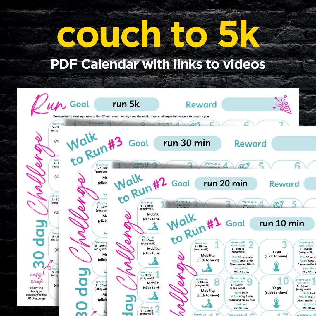 Couch to 5k Run Printable Plan 5k Run Beginners Program Walk - Etsy