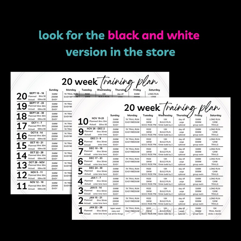 20-week Training Plan Template, Self Coached Athlete, Endurance Race ...