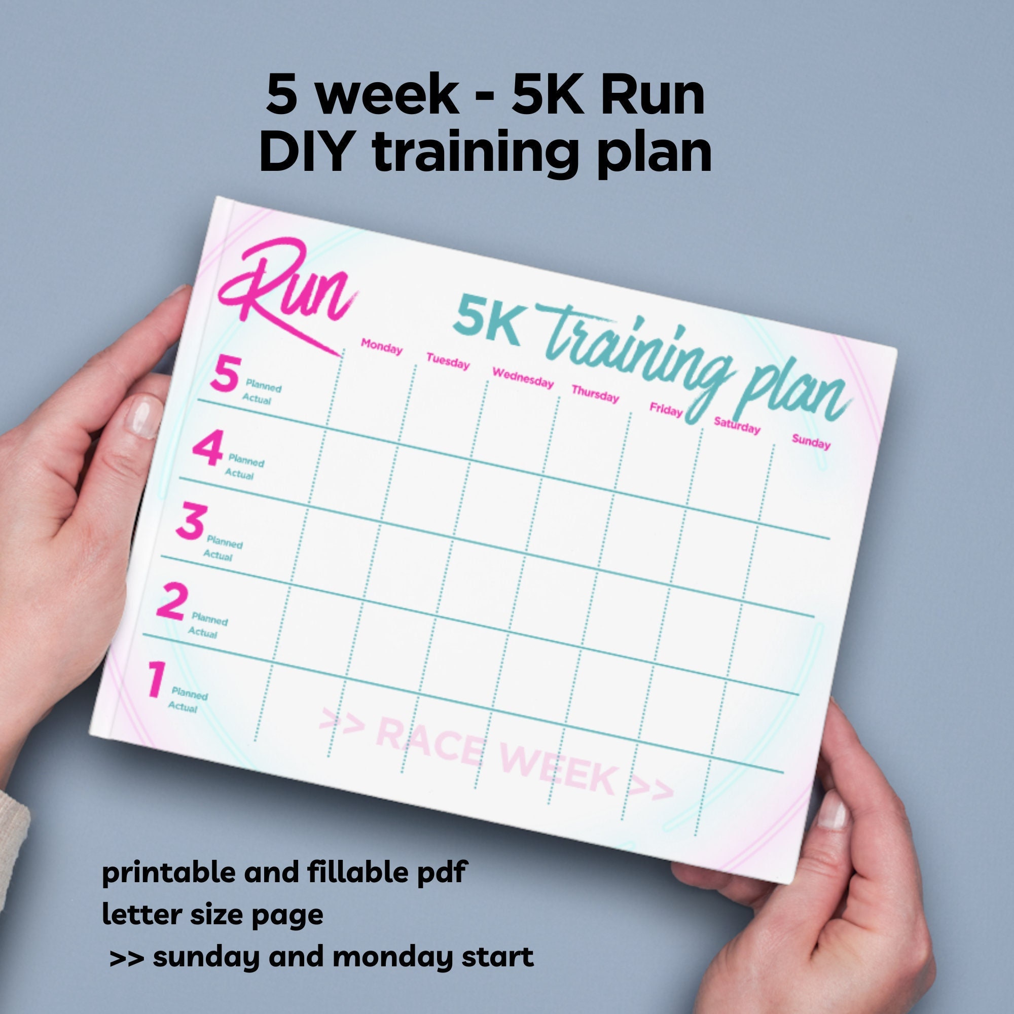 5 Week 5K Run, Training Plan Template, Self Coached Runner, Train for ...