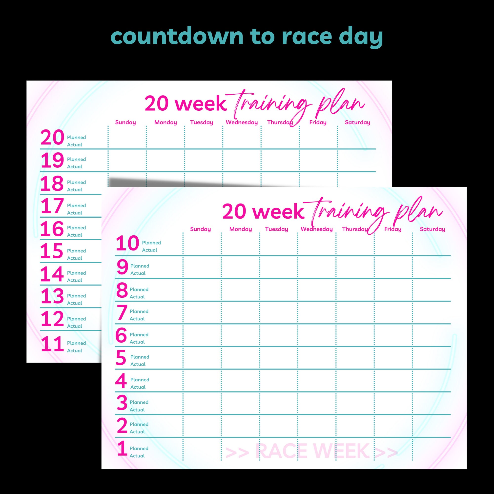 20-week Training Plan Template, Self Coached Athlete, Endurance Race ...