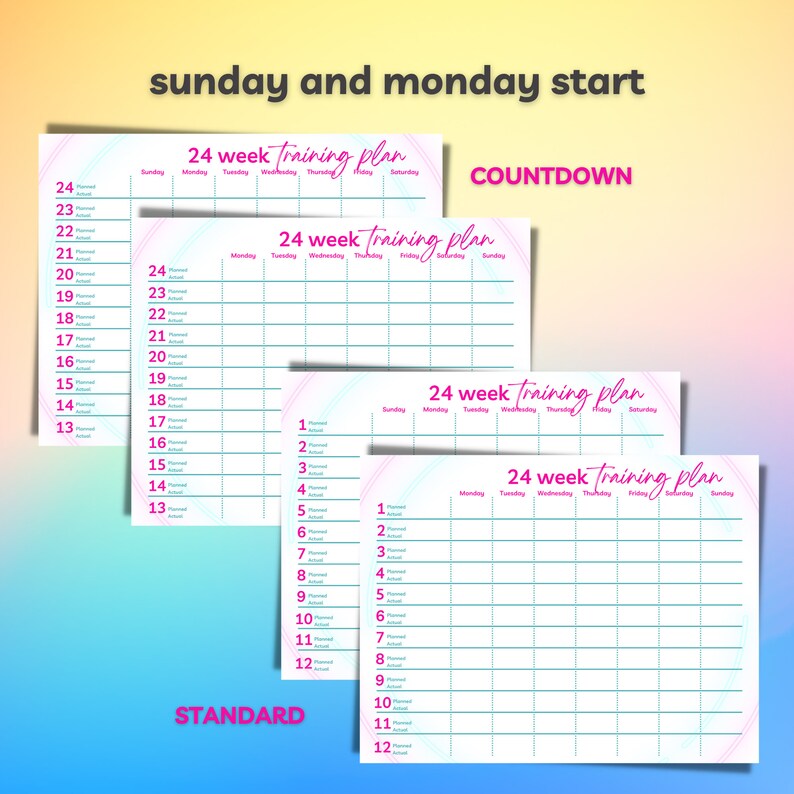 24-week Training Plan Schedule 5k 8k 10k Half Marathon - Etsy