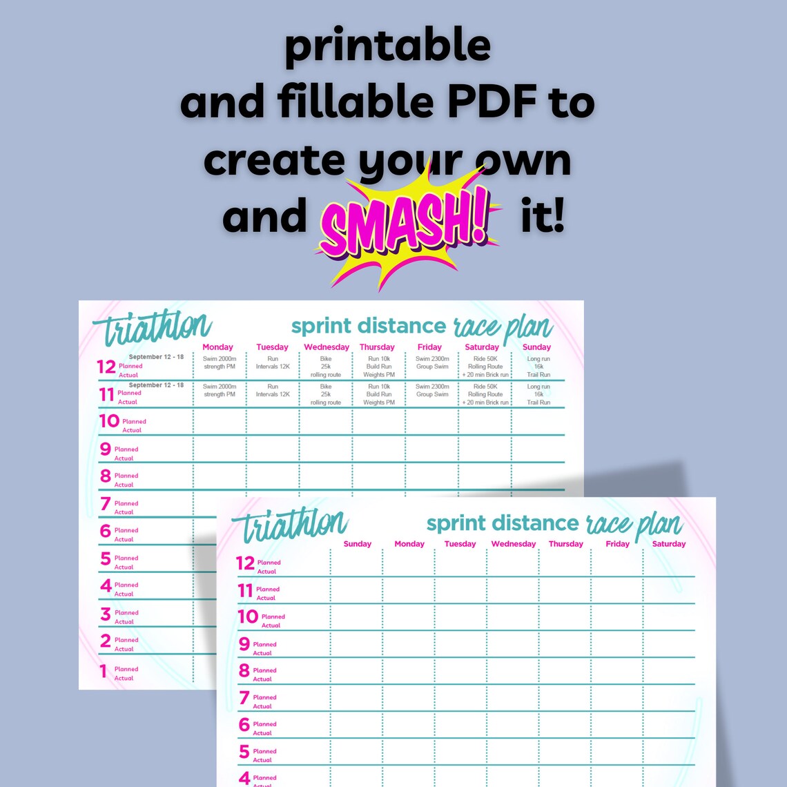 12 Week Sprint Distance Triathlon, Training Plan Template, Sprint ...