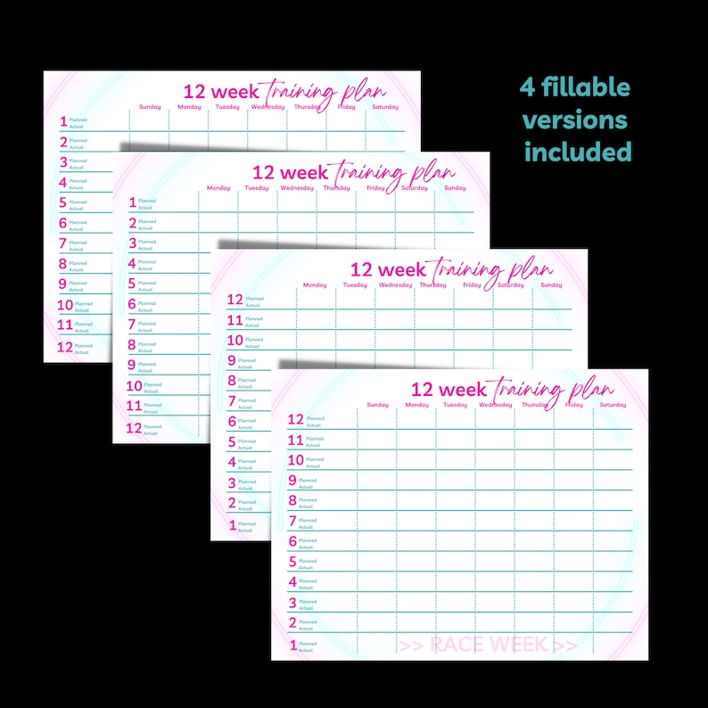 12-week Training Plan Template, Self Coached Athlete, Endurance Race ...