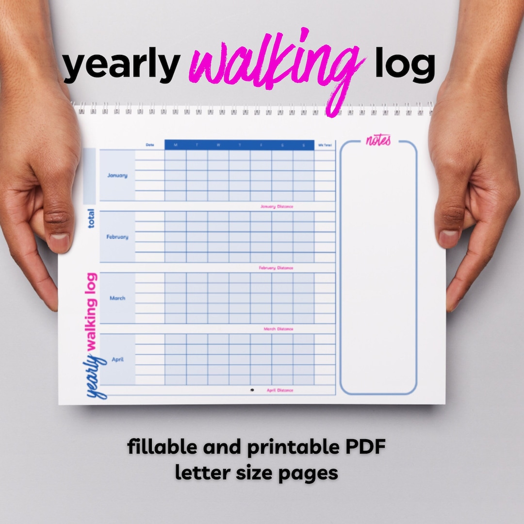 Monthly Walking Log Chart, Walking Tracker, Walking Challenge, 30-day ...