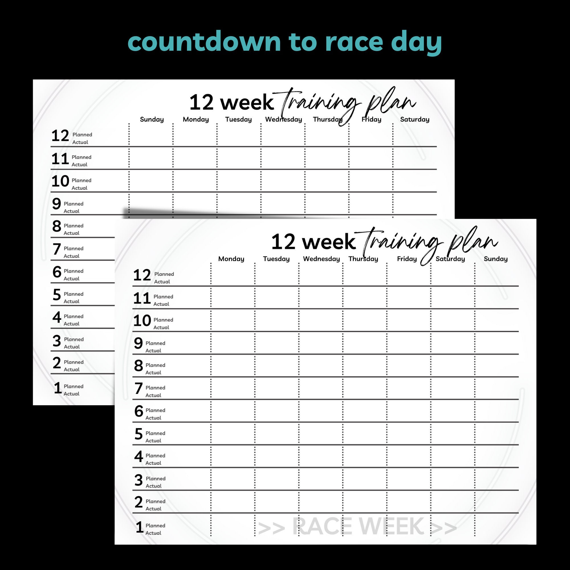 12-week Training Plan Template, Self Coached Athlete, Endurance Race ...
