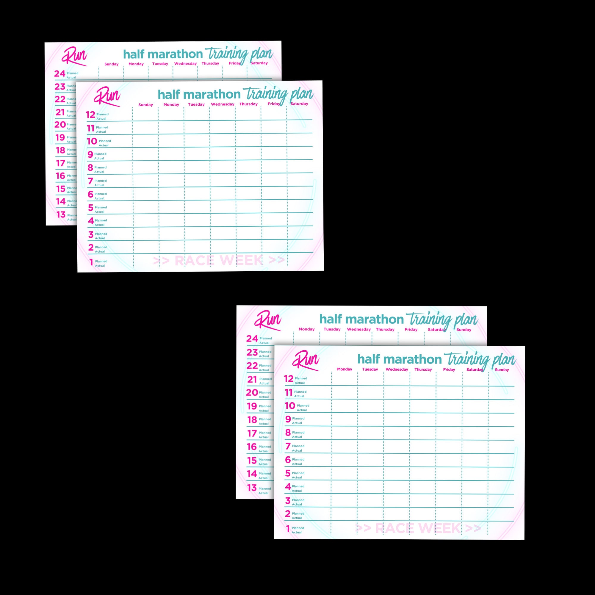 24 Week Half Marathon Training Plan Template, Train Half Marathon, Half ...