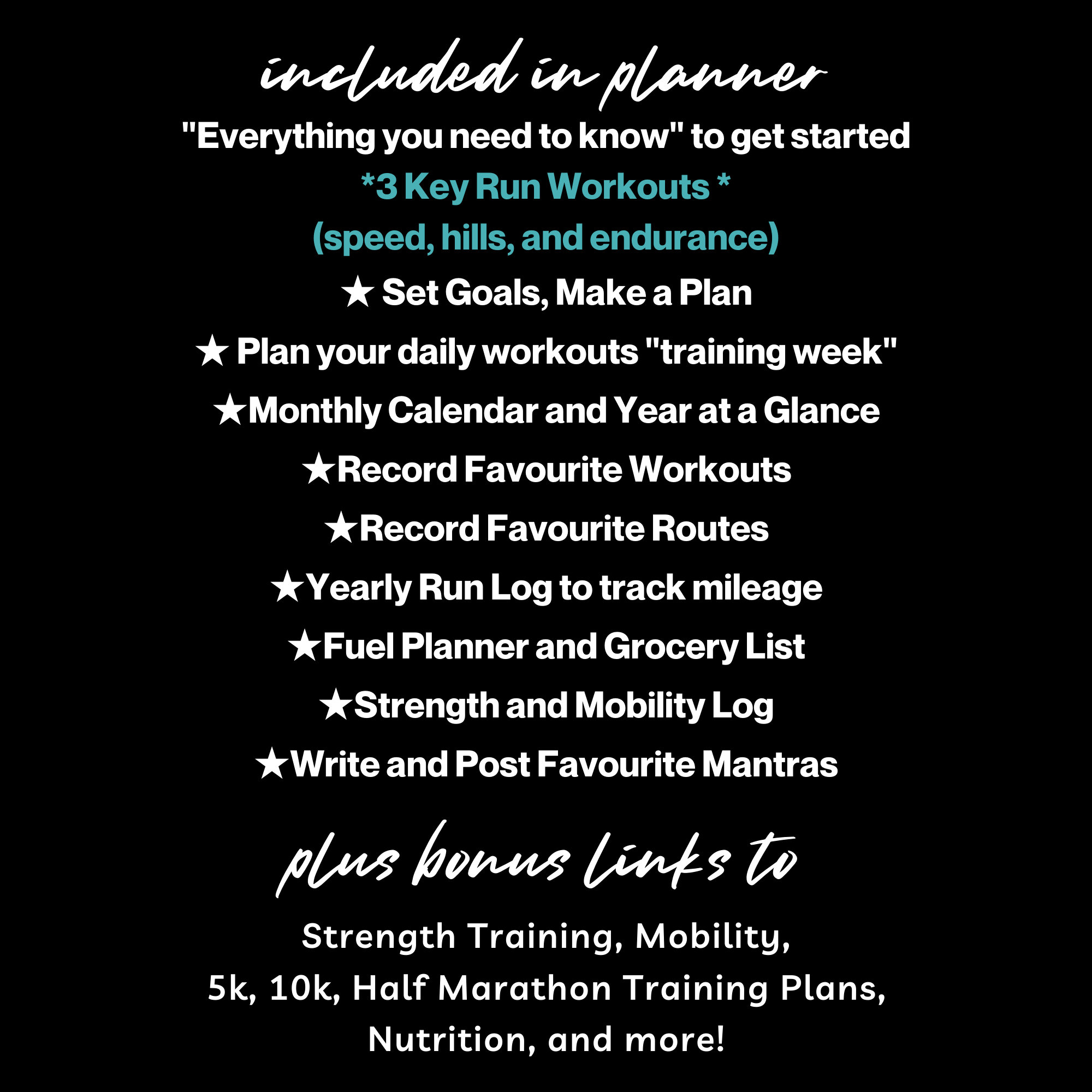 Run Planner, Printable Running Log, Includes Run Workouts, Running ...