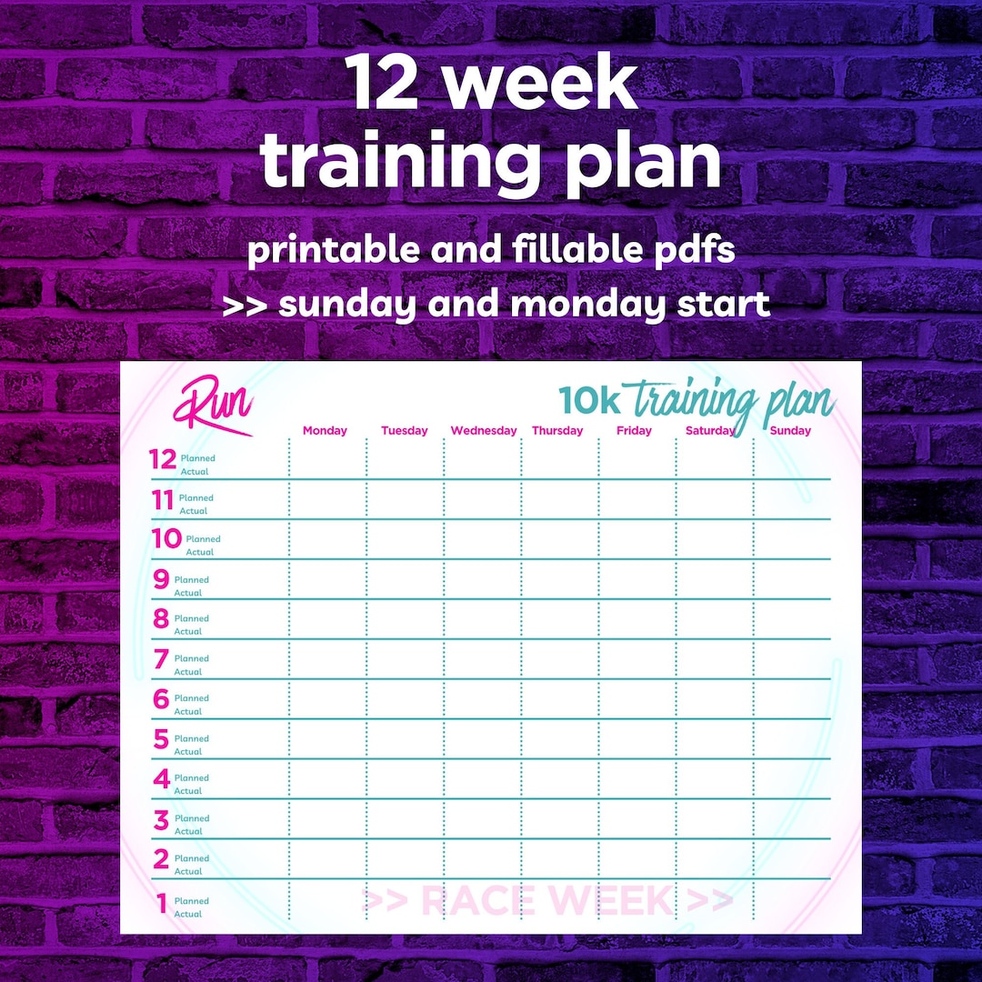 12 Week 10K Run, Training Plan Template, Self Coached Runner, Train 10K ...