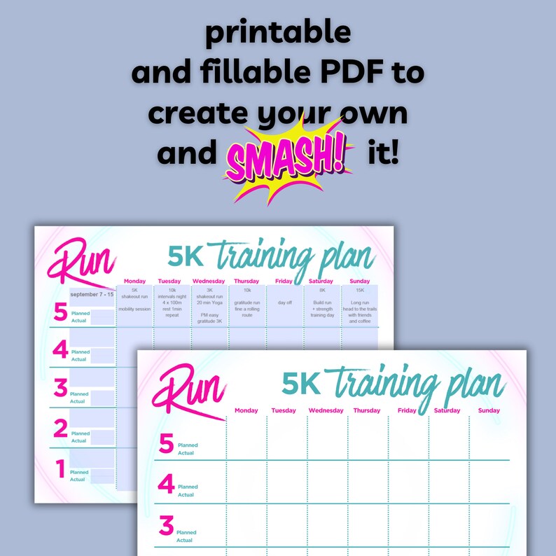 5 Week 5K Run, Training Plan Template, Self Coached Runner, Train for ...