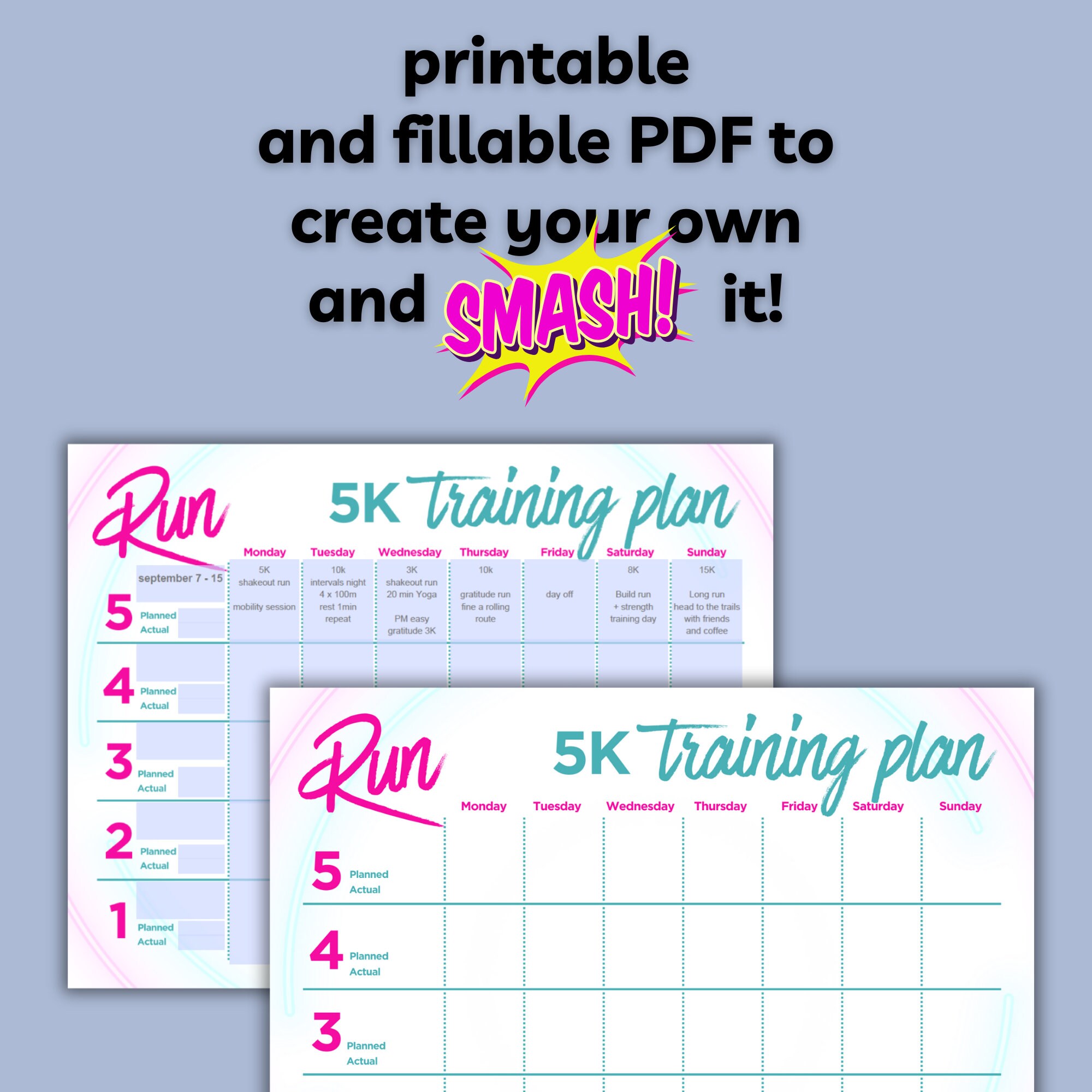 5 Week 5K Run, Training Plan Template, Self Coached Runner, Train for ...