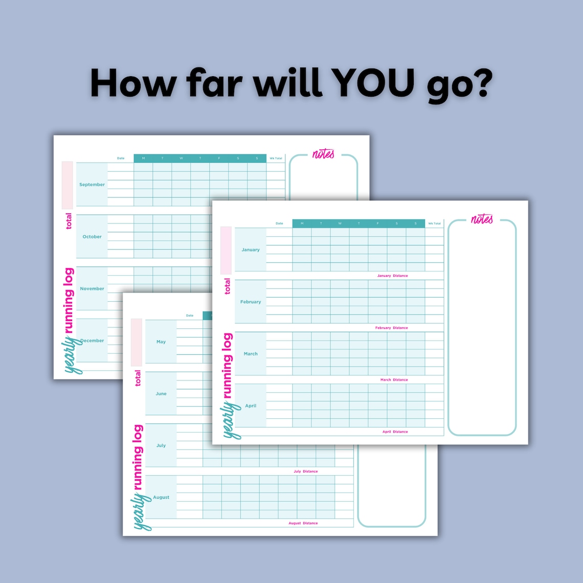 Running Record Sheet, Yearly Run Log, Monthy Running Log, Running Log ...
